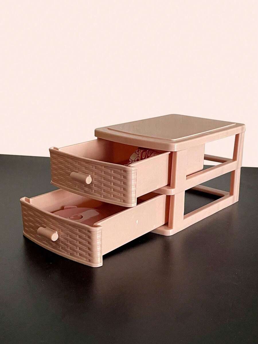 1pc Mini Two-Tier Desktop Storage Cabinet, Drawer Style Storage Box ...