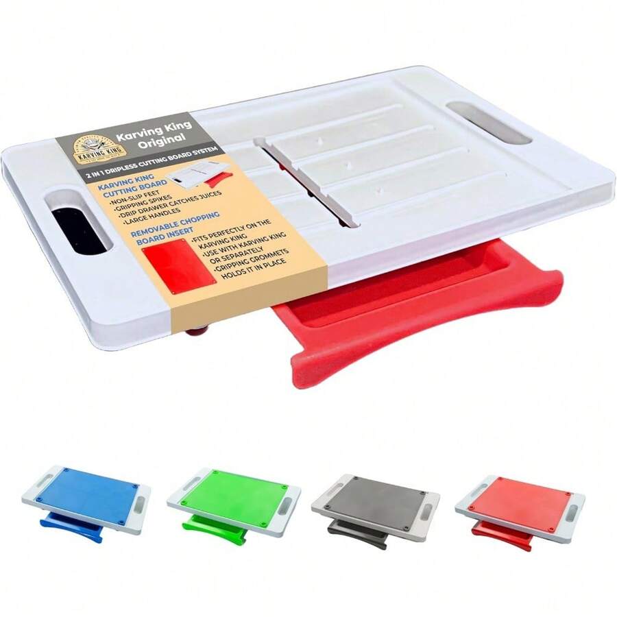 Meat Cutting Board With Juice Groove, Spikes, D Tray, Removable Cutting ...