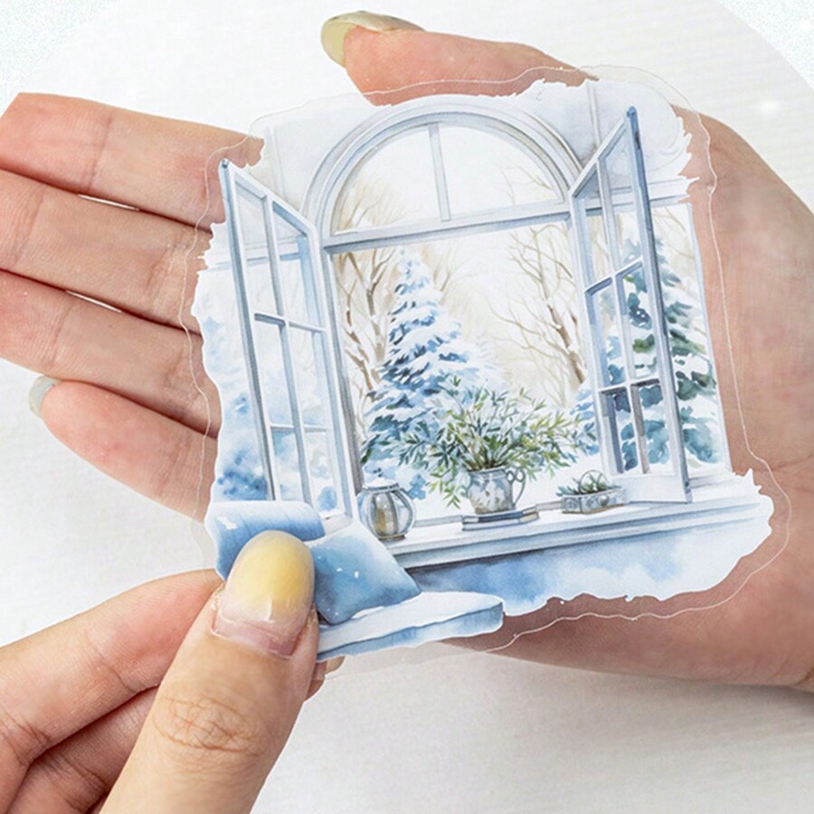 Snow Country Winter PET Stickers, Large Landscape Stickers For ...