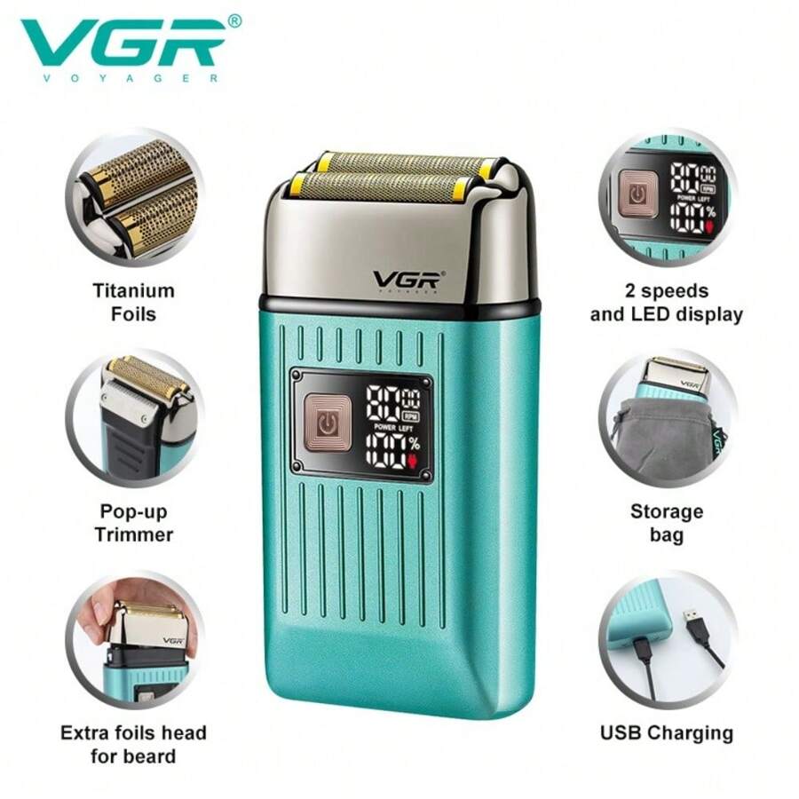 VGR VGR Shaver Waterproof Waterproof Electric Razor Digital Display Trimmer Reciprocating Shaver ...