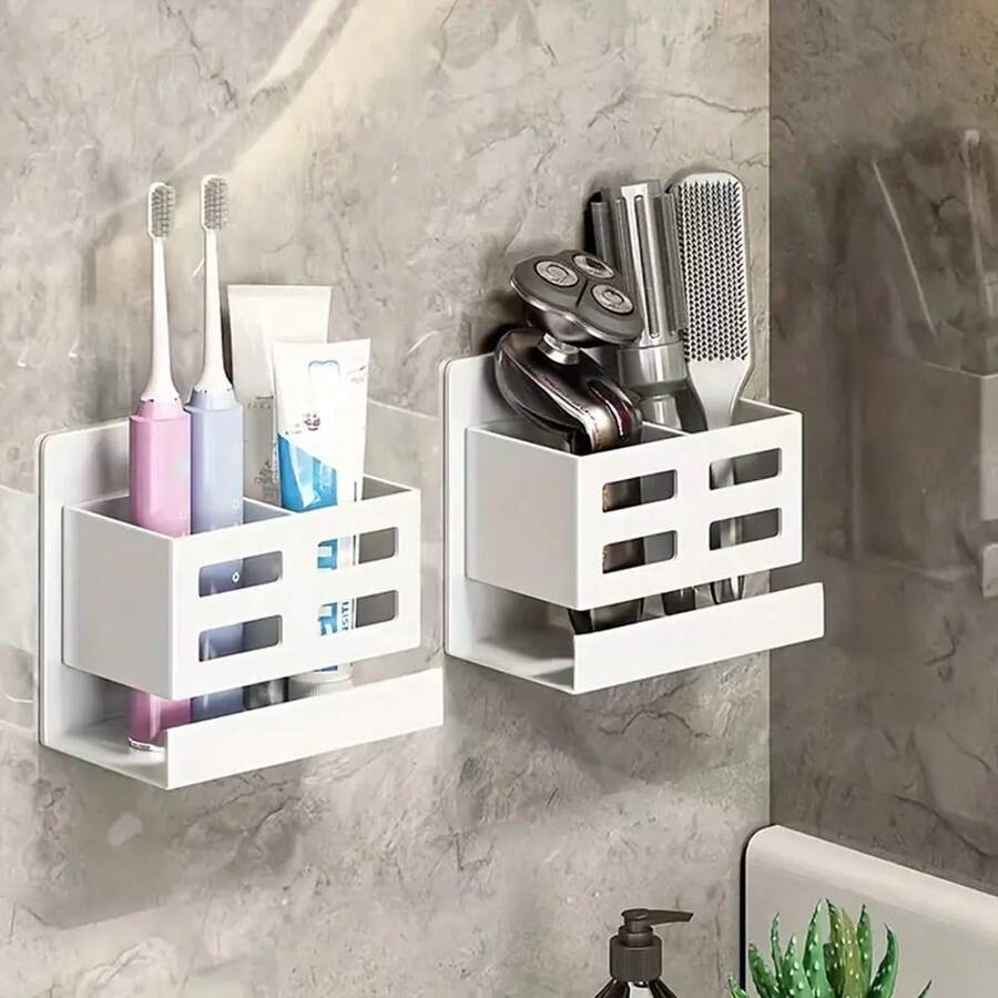 1pc Wall Mounted Storage Rack, Self-Adhesive Storage Rack Without ...