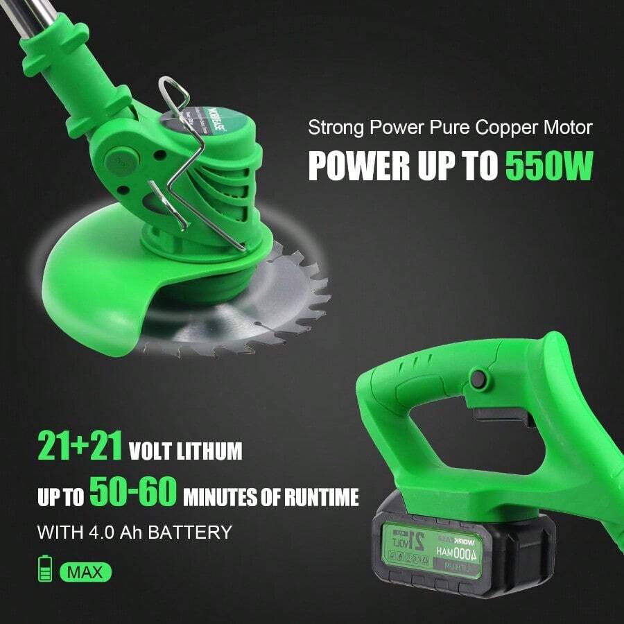 WORKEASE Electric Garden Strimmer And Edger 47-Inch Cordless Strimmer ...