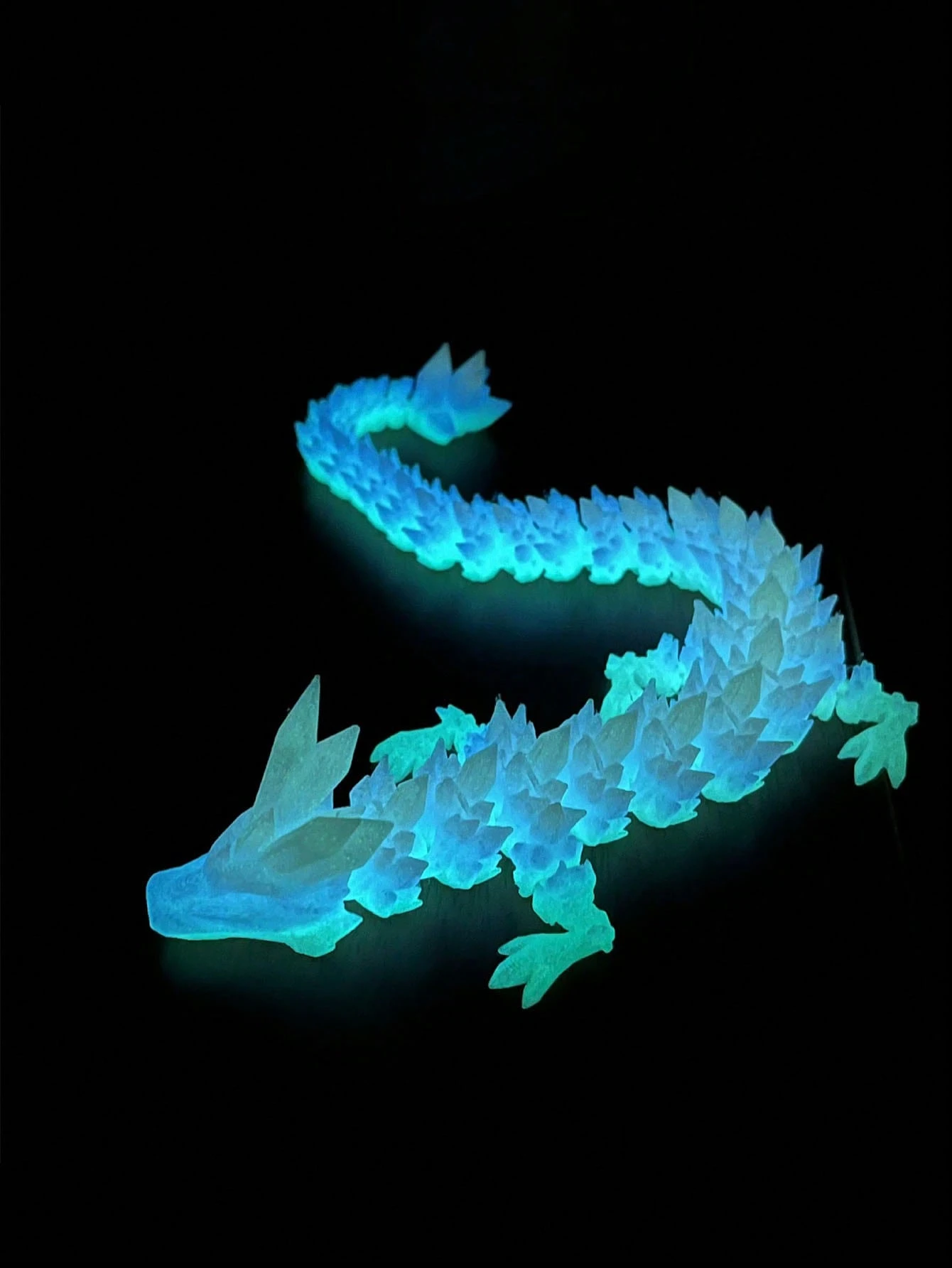 3D Printed Glow-In-The-Dark Crystal Dragon Multi-Jointed Posable Action ...