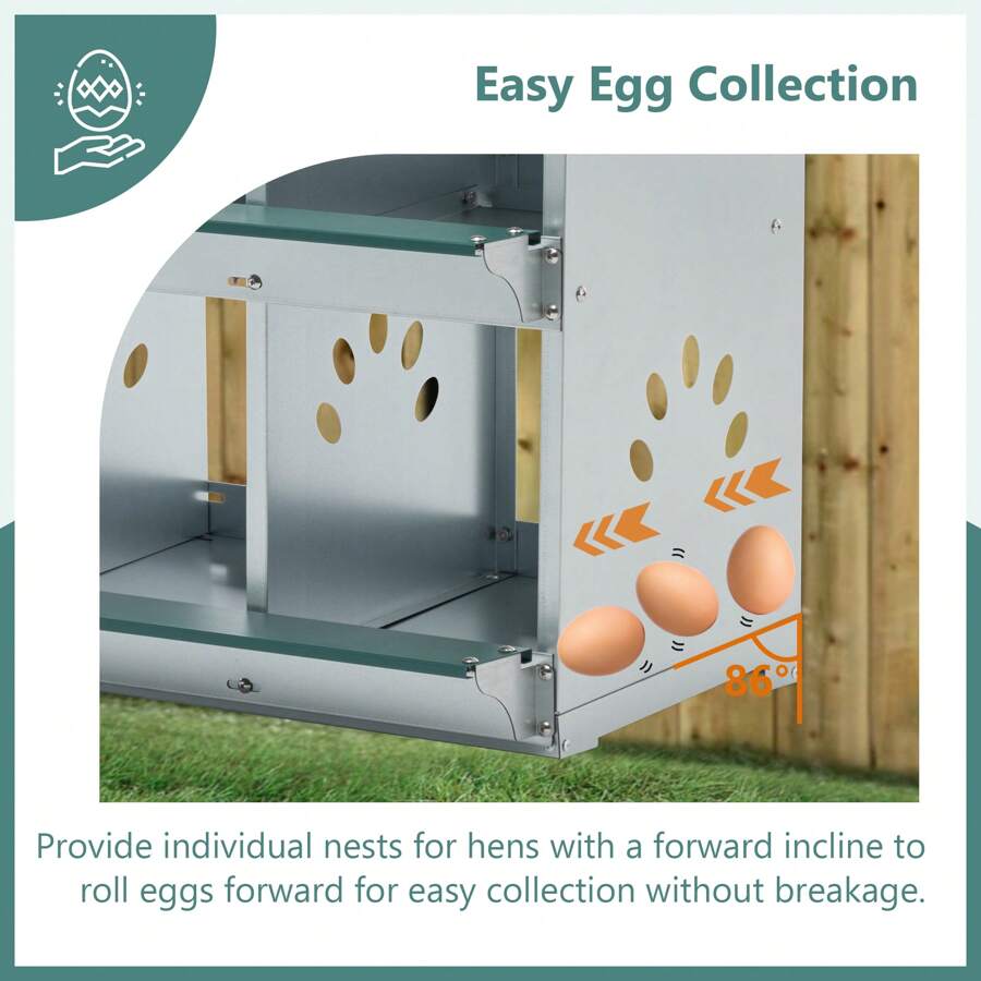 Galvanized Steel Chicken Nesting Box,6-Compartment Design, Rollaway Egg ...