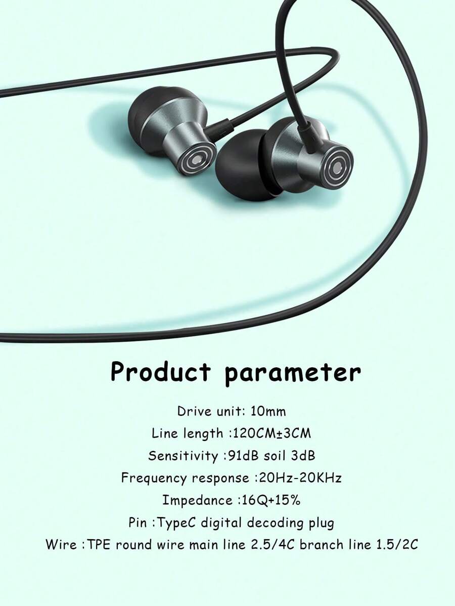 In-Ear Wired Headphones With Digital Decoding, Type-C Plug, Inline ...