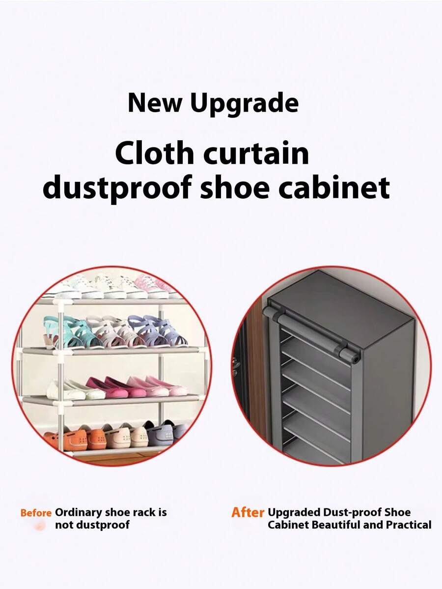 Fabric Shoe Rack, Multi-Tier Dust-Proof Shoe Storage Rack For Entryway ...