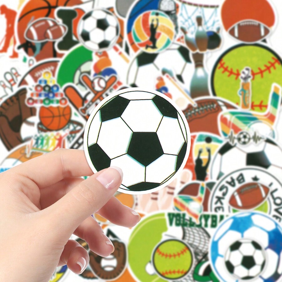 50pcs Creative Ball Sports Mix Stickers, Football, Baseball, Tennis And ...