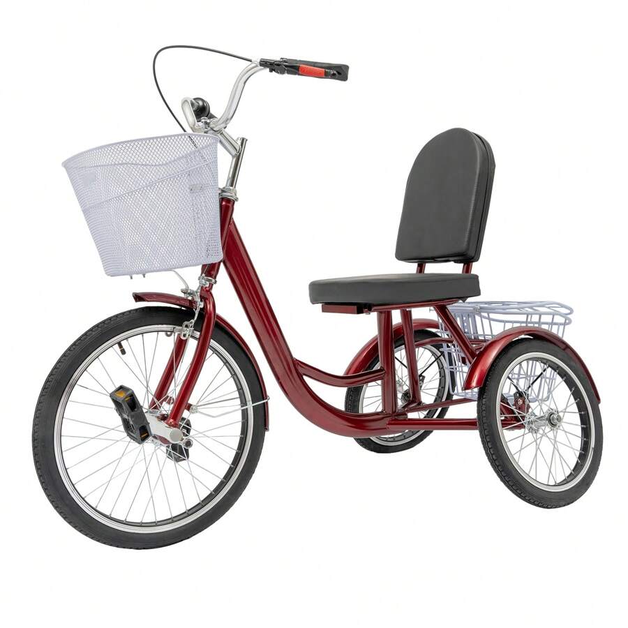 YUNRUX Rot Anti-Rollover Dreirad 3-Rad-Fahrrad mit Körben 1.5-1.85m ...