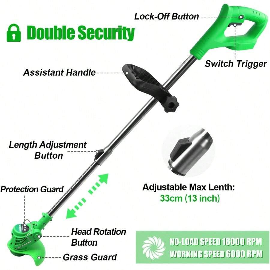 WORKEASE Electric Garden Strimmer And Edger 47-Inch Cordless Strimmer ...