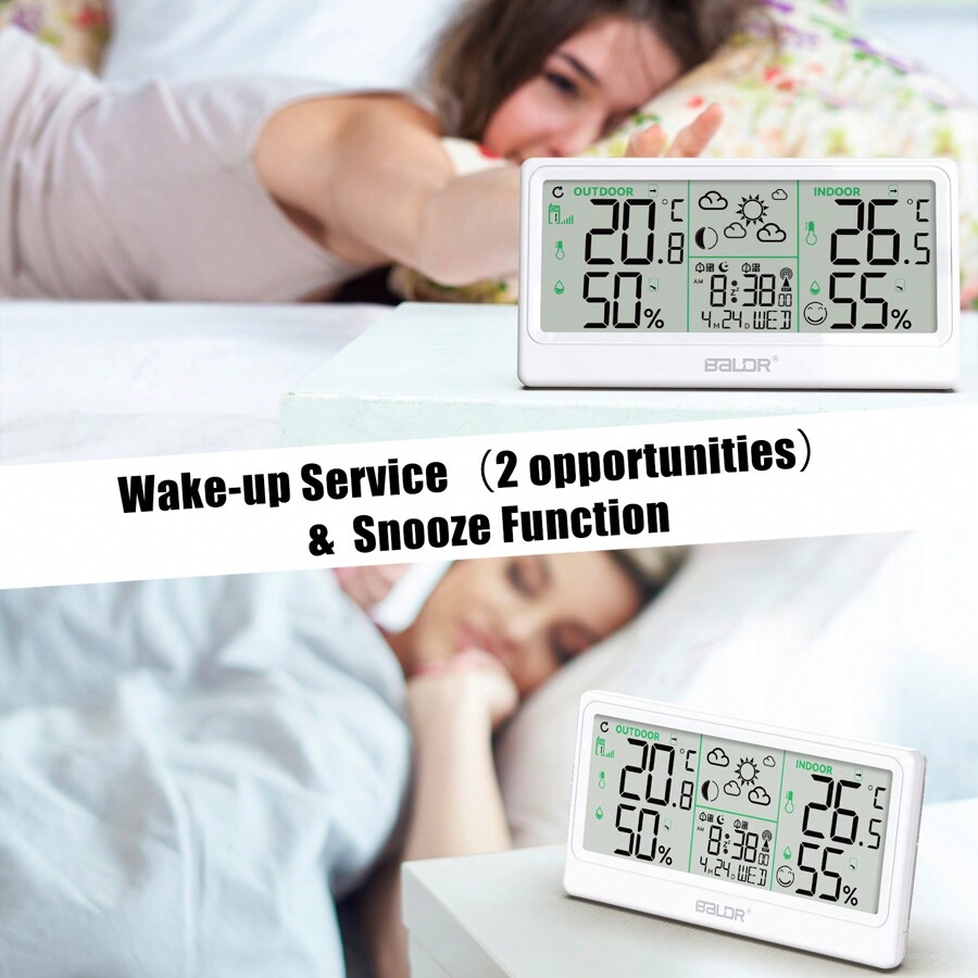 8.5" LCD Screen Weather Station RCC Alarm Clock Digital Temperature ...