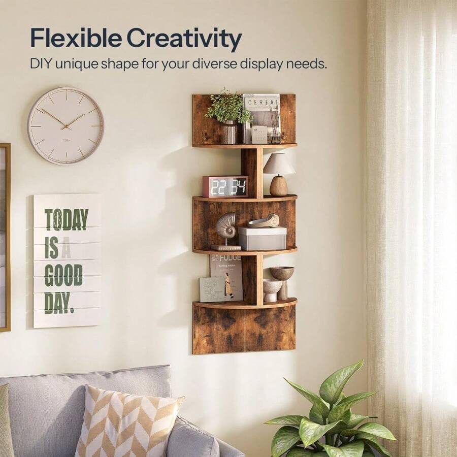 Corner Shelf Wall-Mounted, Set Of 2 Floating Corner Shelves, 4-Tier ...