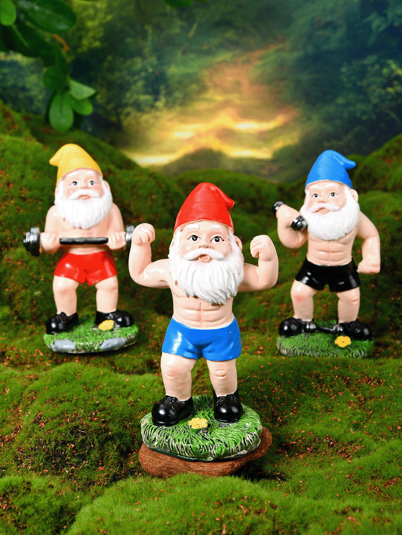 Fun Exercise Garden Dwarf Statue Outdoor Indoor Fun Fitness Dwarf Tree ...