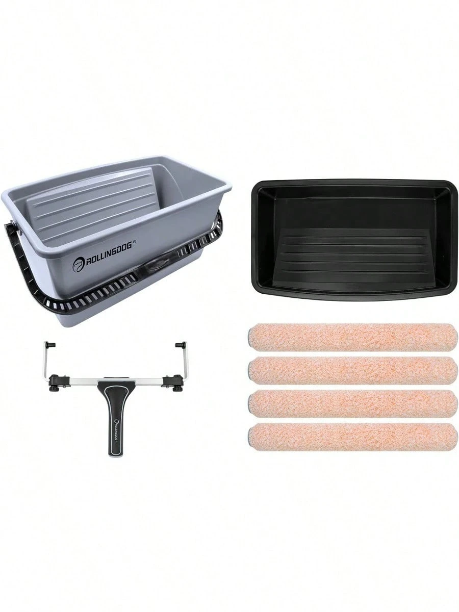ROLLING 18 Inch Large Paint Roller Set - 7PC Paint Roller Bucket Set ...