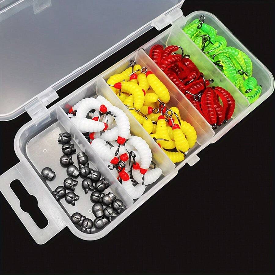 Bass Fishing Worms Lures, Silicone Soft Maggot Artificial Baits Worm ...