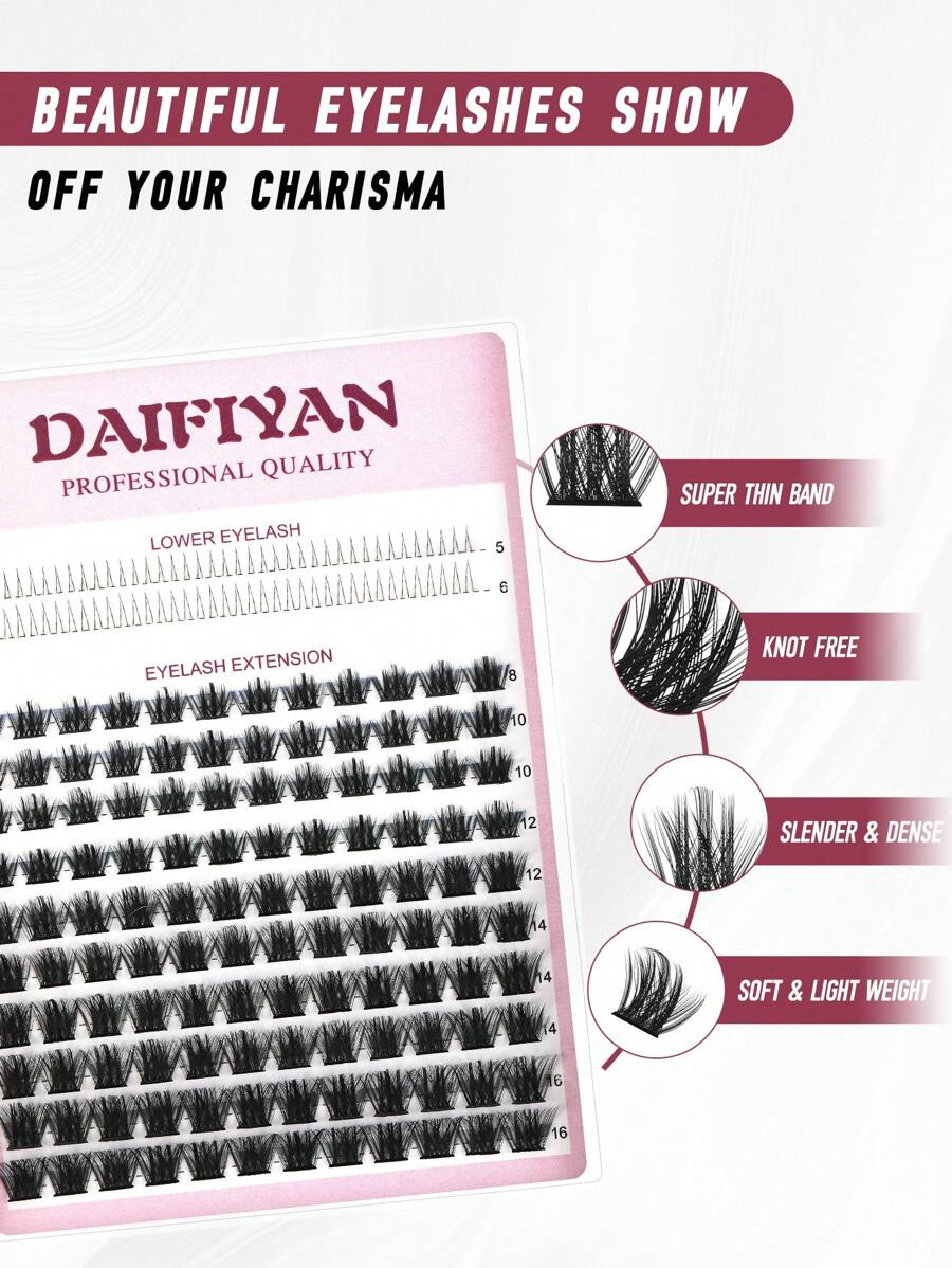 200 Clusters D Curl Of Black Upper And Lower Eyelashes, DIY Eyelash ...