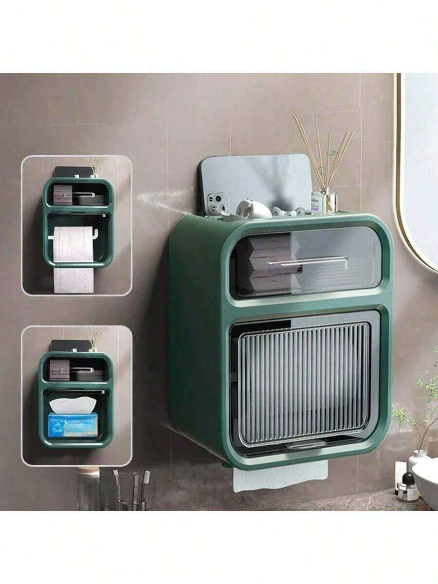 Shelf Wall-Mounted Bathroom Tissue Box With Drawer Waterproof Toilet ...