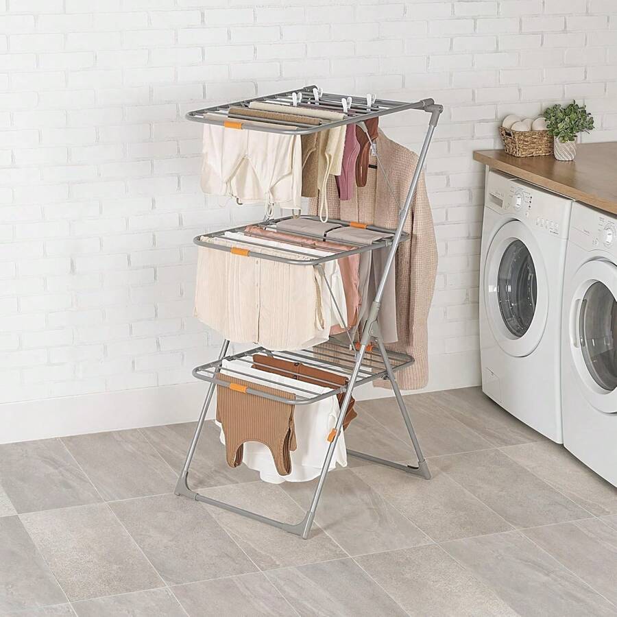 Collapsible Drying Rack - Vertical 3-Tier Dryer Rack For Hanging & Air ...