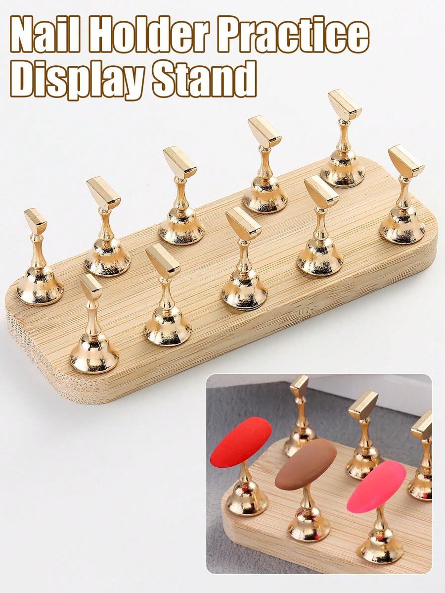 10pcs/Set Wooden Double Row Base Nail Art Display Stand, False Nail ...