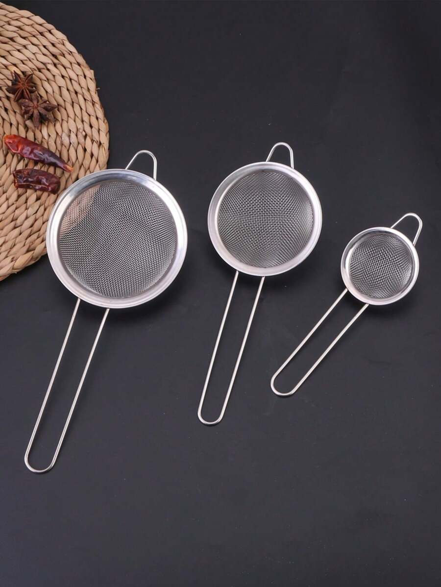 Stainless Steel Flour Sifter Strainer, Household Fine Mesh Flour Sieve ...