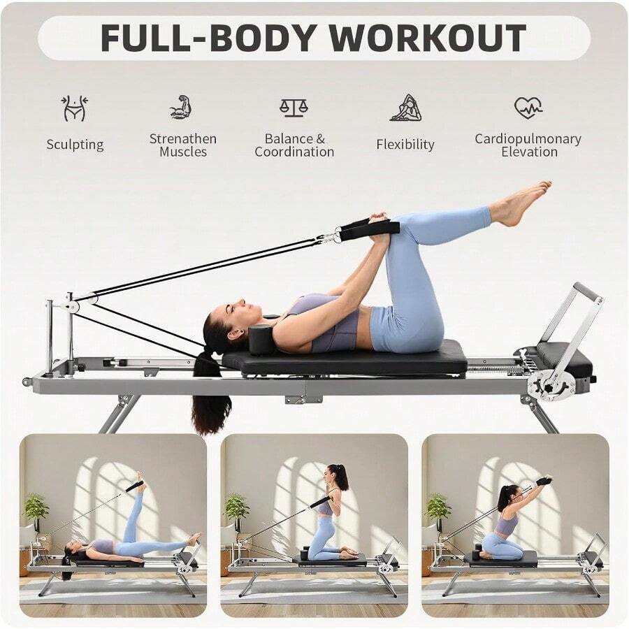 Pilates Reformer Machine Equipment For Home Workout And Gym, Foldable ...