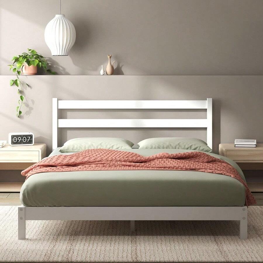 Zinus Robin Double Bed Frame - Bed 135x190 Cm - 20 Cm Height - Bamboo ...
