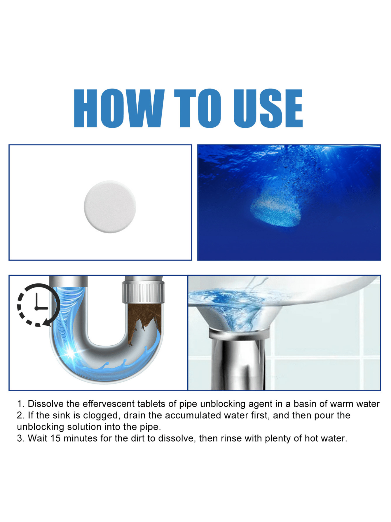 Pipe Dredging Agent Effervescent Tablet Toilet Floor Drain Drain Pipe ...