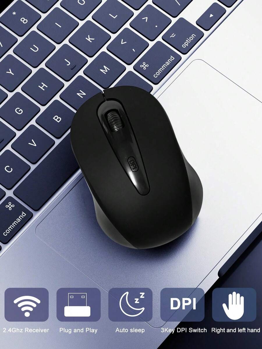 Draadloze muis op batterijen, geschikt voor kantoor, thuis, pc ...