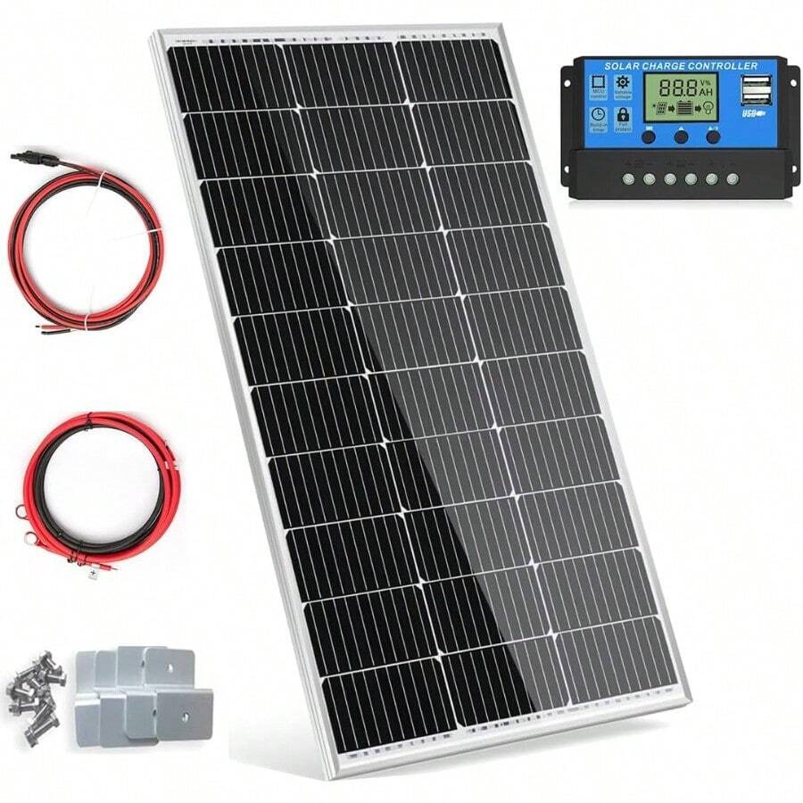 100W Solar Panel 12V Battery Chager + 20A PWM Charge Controller ...