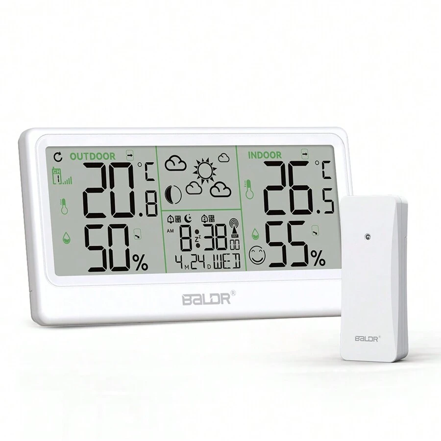8.5" LCD Screen Weather Station RCC Alarm Clock Digital Temperature ...