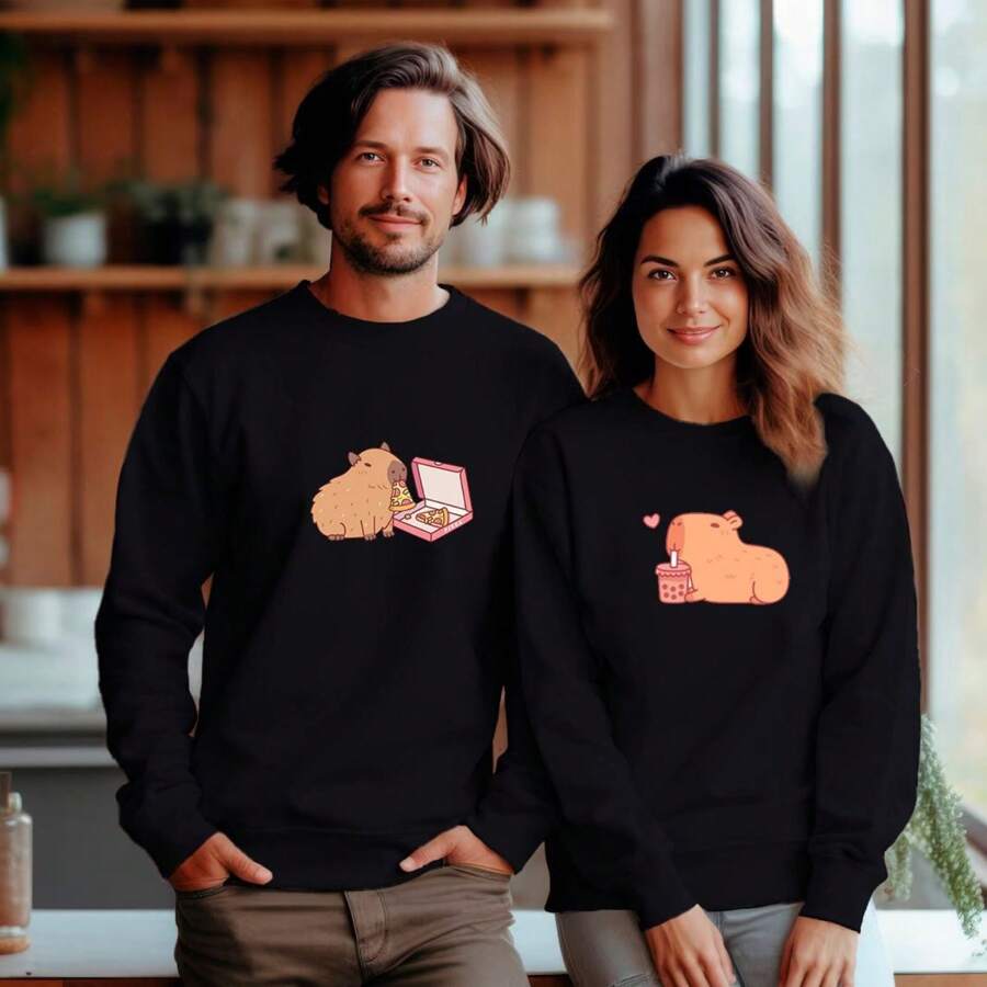 dúo de sudaderas pareja novios san Valentín set 2 piezas conjunto lindo ...