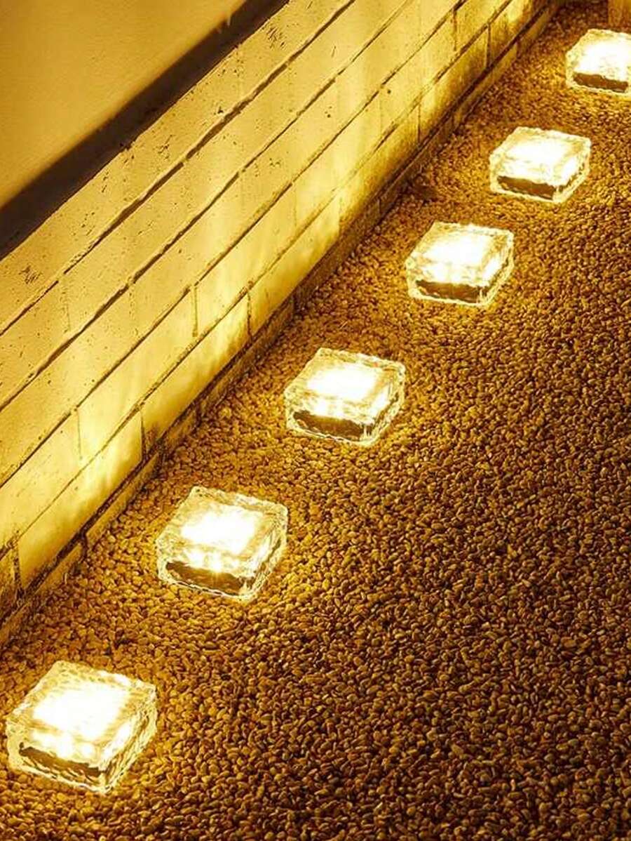 1pc Garden Solar LED Brick Lights Glass Lampshade Outdoor Waterproof ...