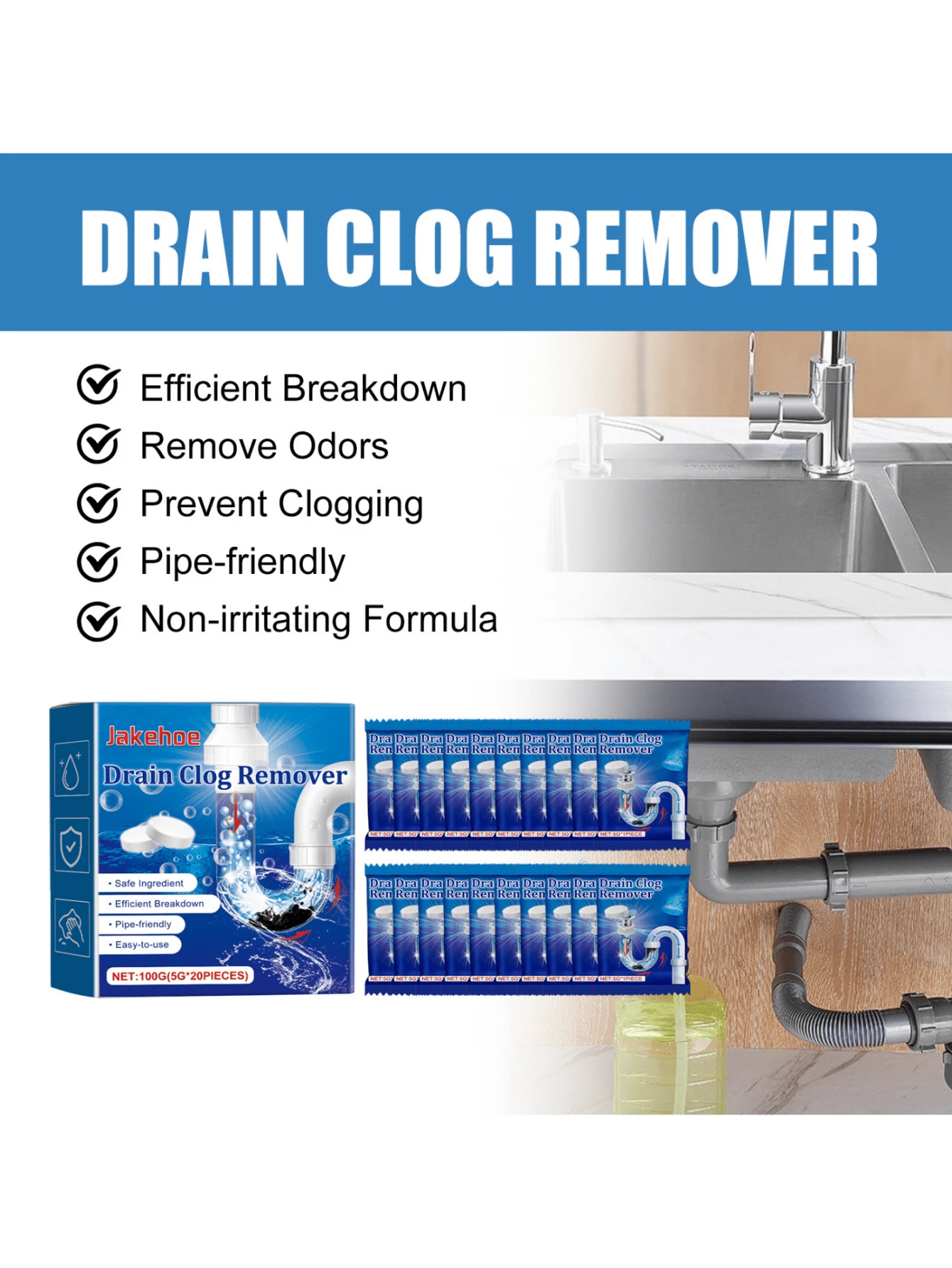 Pipe Dredging Agent Effervescent Tablet Toilet Floor Drain Drain Pipe ...