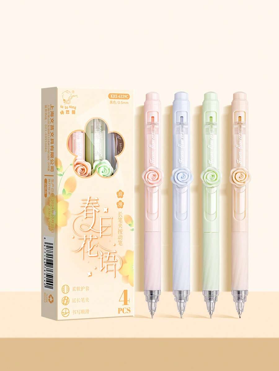 4 Long Pen Clamp Neutral Pens With High Aesthetic Value, 0.5mm Black ...