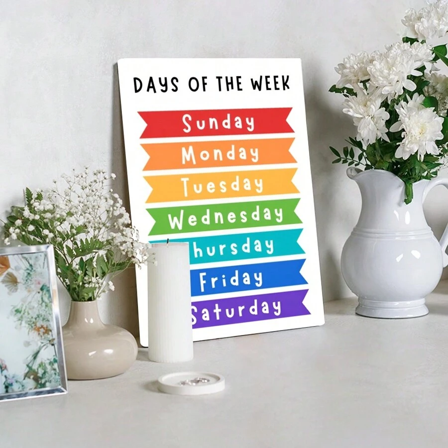 1 Pc Framed Classroom Wall Art Days Of The Week Educational Wall Art ...
