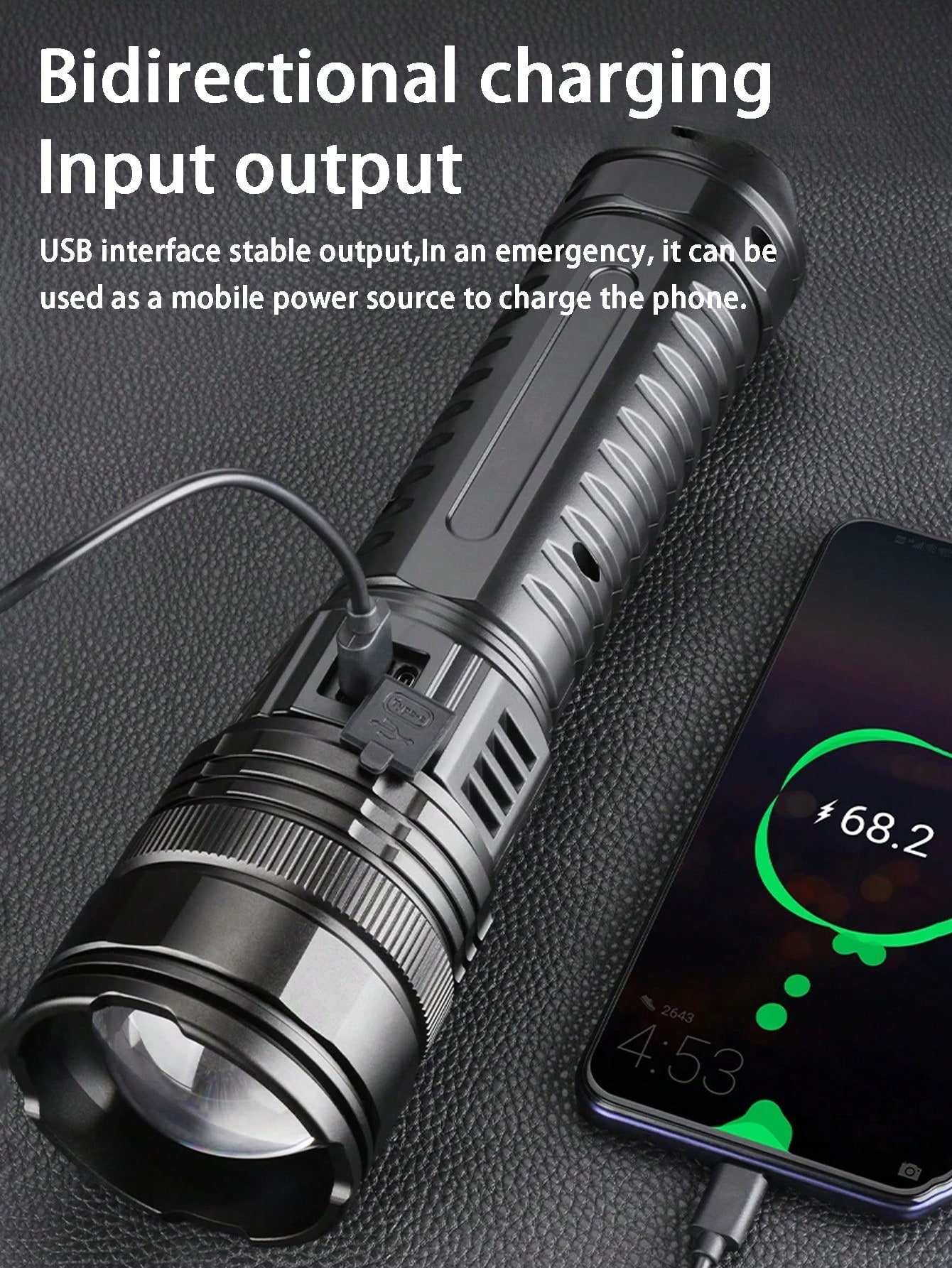 1PC Flashlight Built-In Battery Flash Light Emergency Spotlights Most ...