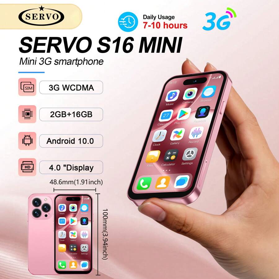 SERVO S16 Mini Smartphone Android 10.0 RAM 2GB ROM 16GB Dual SIM Cards 4.0 Inch HD Display ...