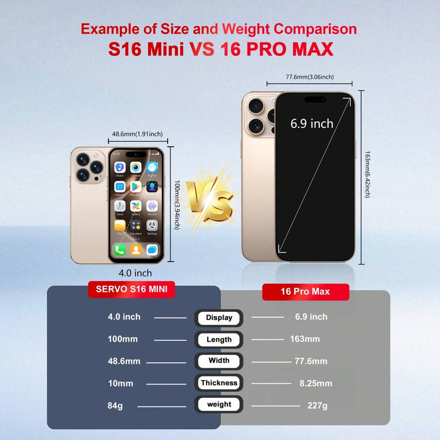 SERVO S16 Mini Smartphone Android 10.0 Dual SIM Karten 4,0 Zoll Display ...