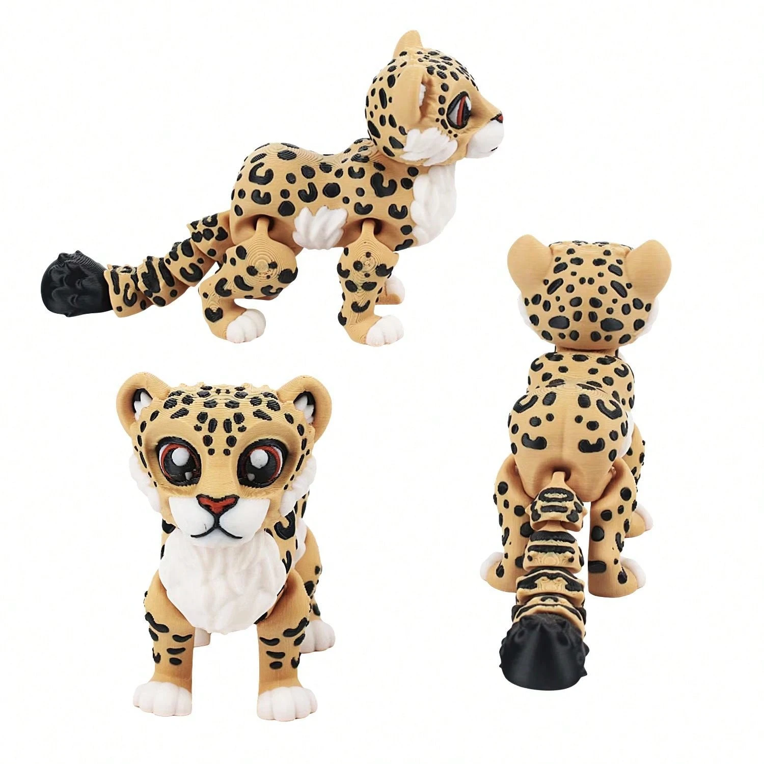 3D Printed Mini Leopard Figurine, Cute Micro Animal Model Doll, Posable ...