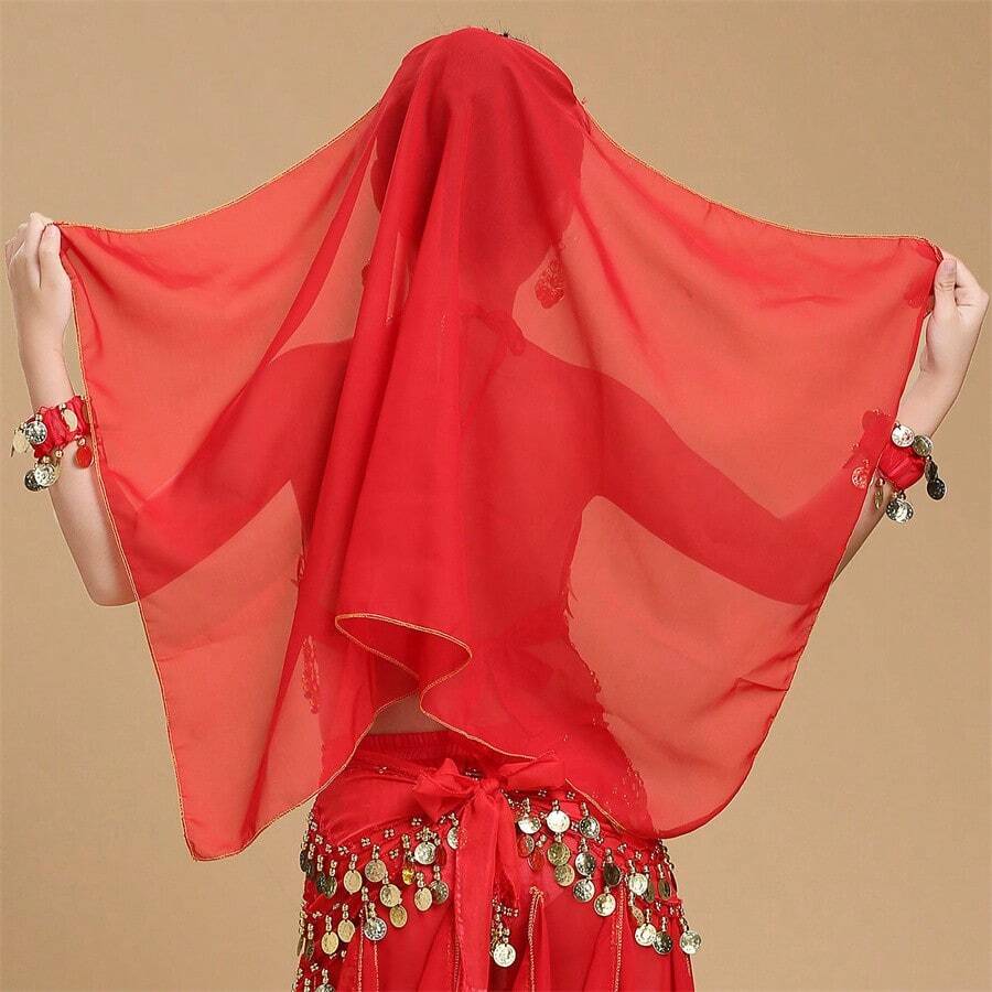 1 Piece 90*55cm Chiffon Belly Dance Head Scarf Belly Dancing Shawls Veils | SHEIN USA