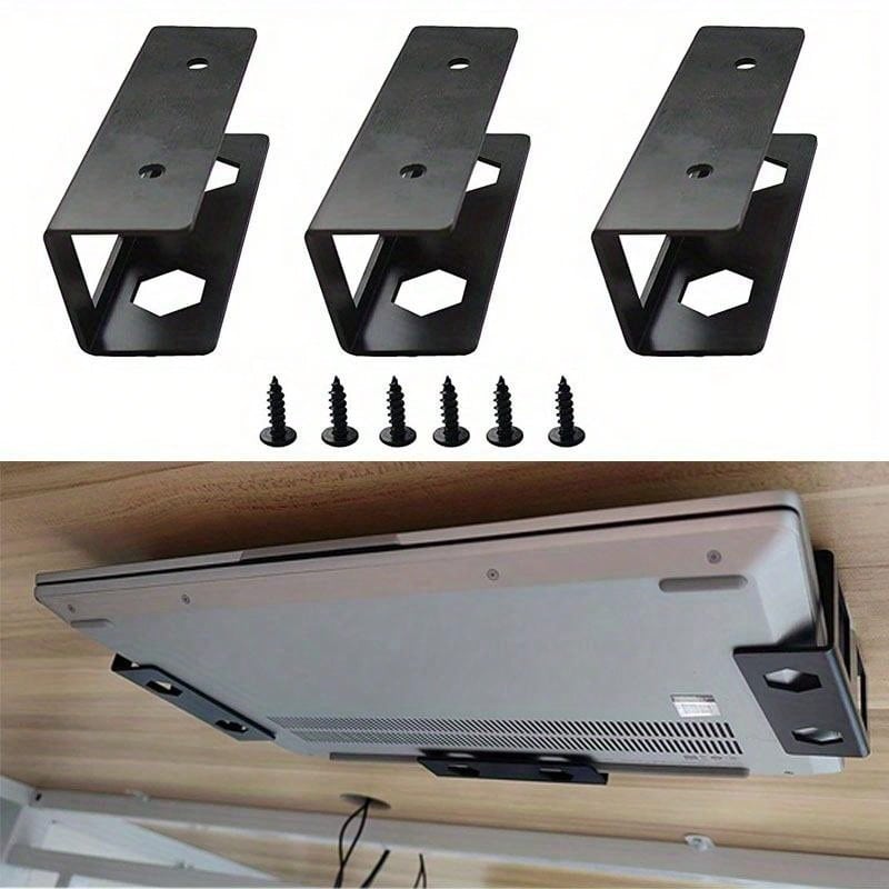 3 pezzi Supporto per computer portatile da fissare sotto la scrivania, Supporto in metallo per ...