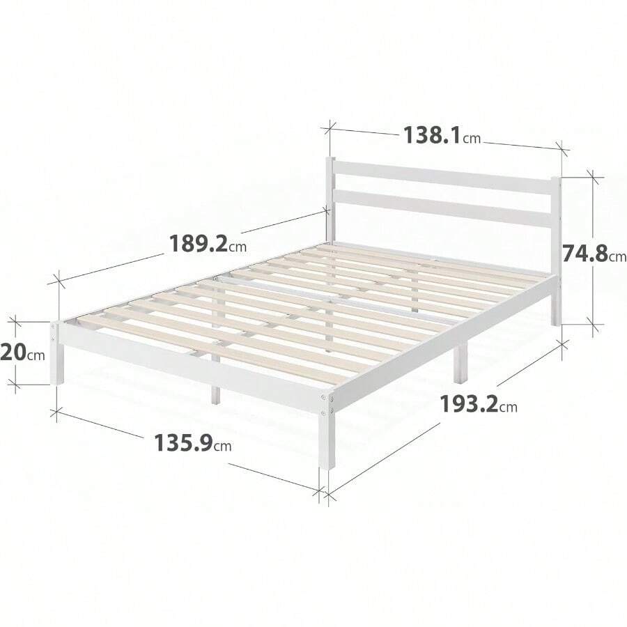 Zinus Robin Double Bed Frame - Bed 135x190 Cm - 20 Cm Height - Bamboo ...