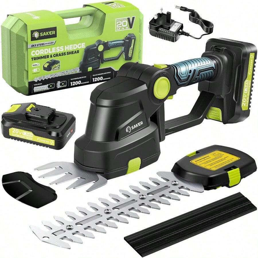 Saker Cordless Hedge Trimmer-20V Electric Sub Trimmer Grass Shears ...