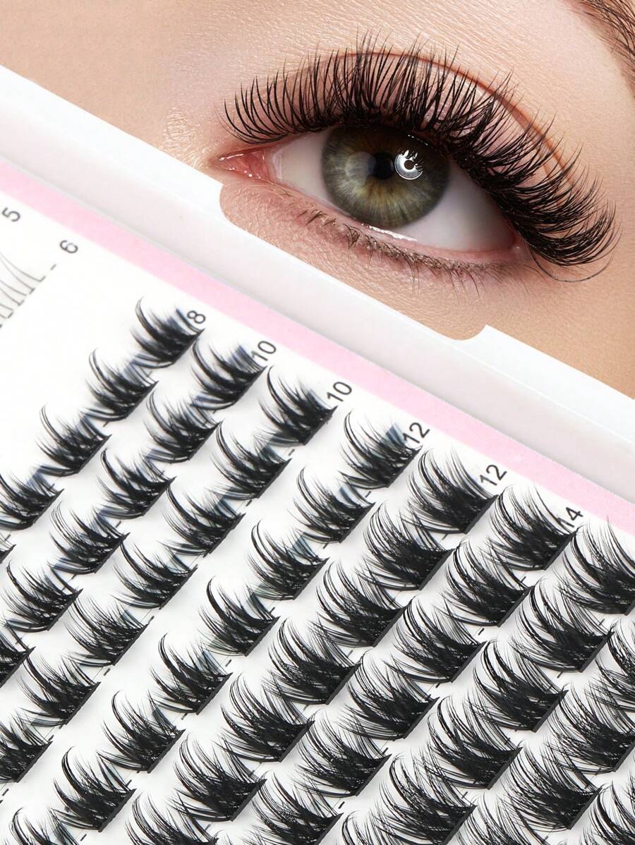 200 Clusters D Curl Of Black Upper And Lower Eyelashes, DIY Eyelash ...