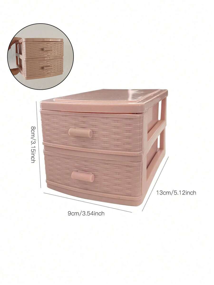 1pc Mini Two-Tier Desktop Storage Cabinet, Drawer Style Storage Box ...