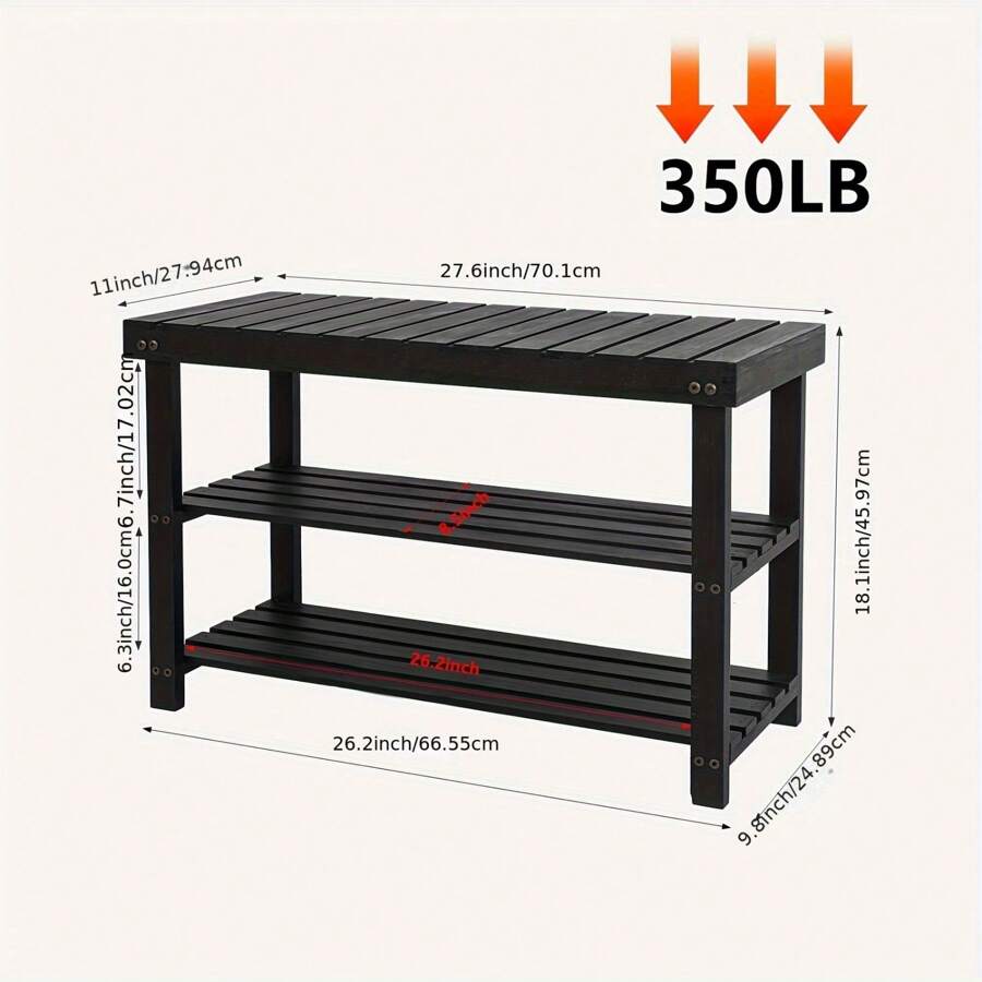 Shoe Rack Bench, 3-Tier Wood Shoe Organizer, Free Standing Shoe Racks ...