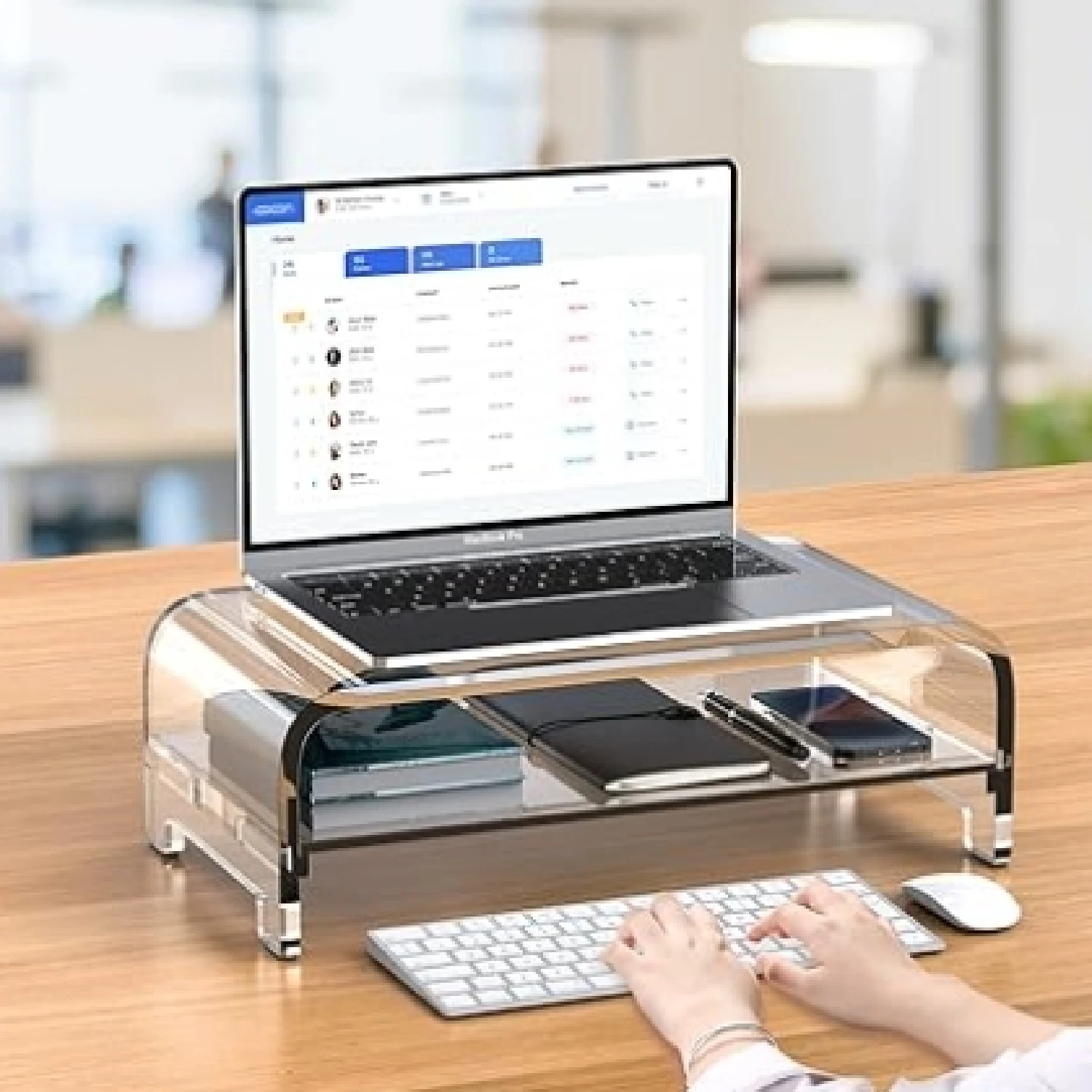 Acrylic Monitor Stand Riser 16Lx8.5Wx5H Inch 2-Tiers Acrylic Laptop ...