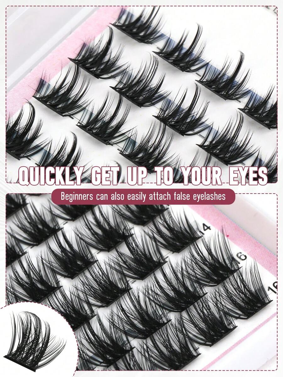200 Clusters D Curl Of Black Upper And Lower Eyelashes, DIY Eyelash ...