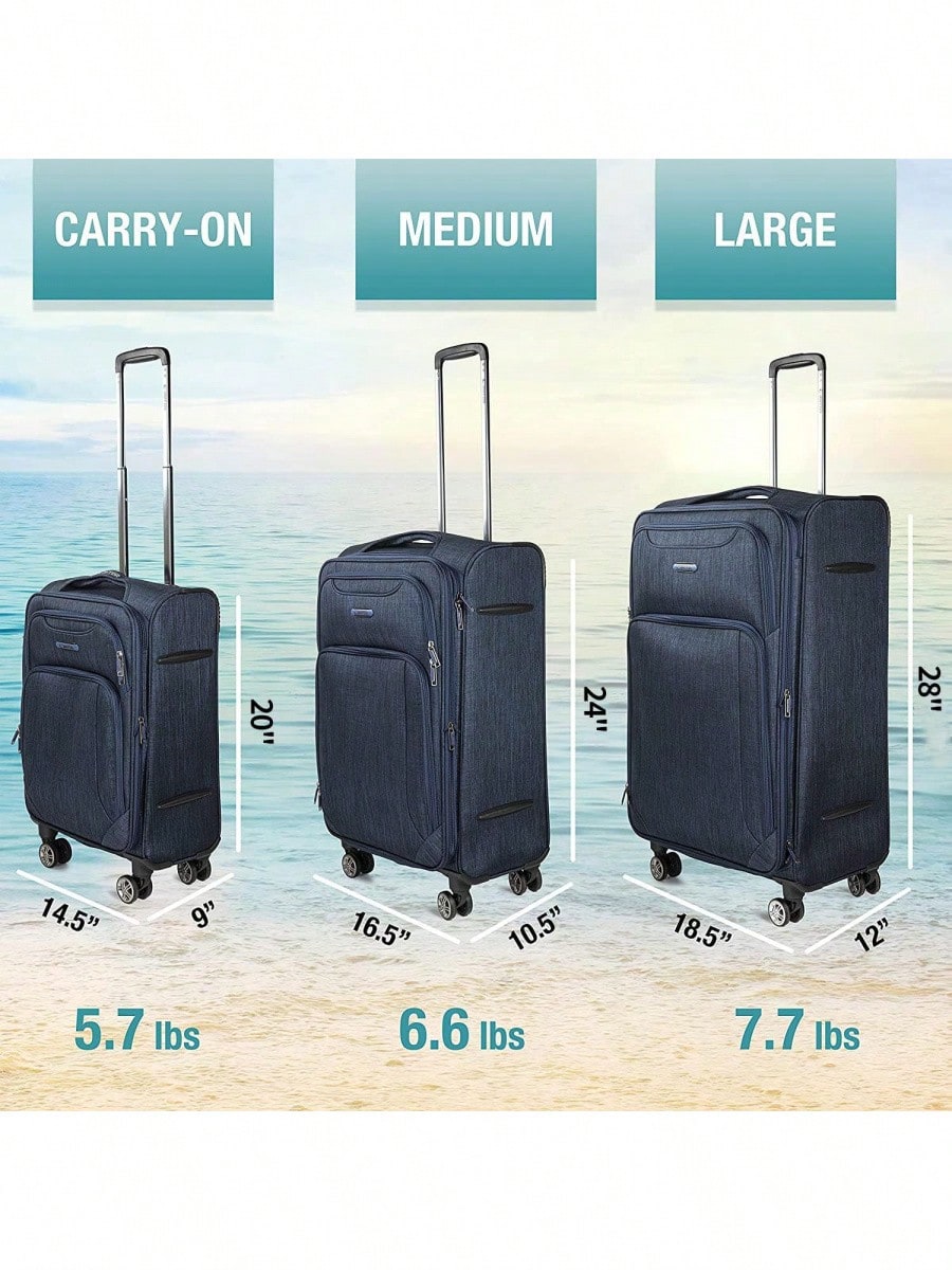 Cantor Ultra Lightweight Softside Luggage With Spinner Wheels, Set Of 3 ...