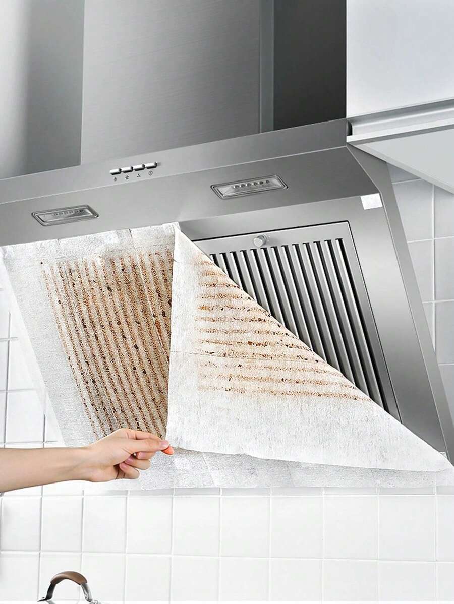 12pcs White Range Hood Filter Cloth, Minimalist Non-Woven Fabric Range ...