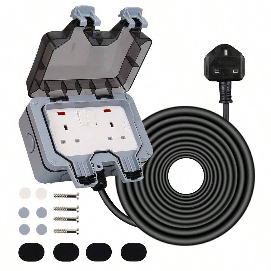 Weatherproof Outdoor Socket IP66 With 20M Extension Lead Wall ...